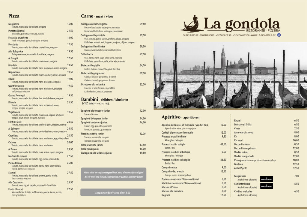 Menu - La Gondola